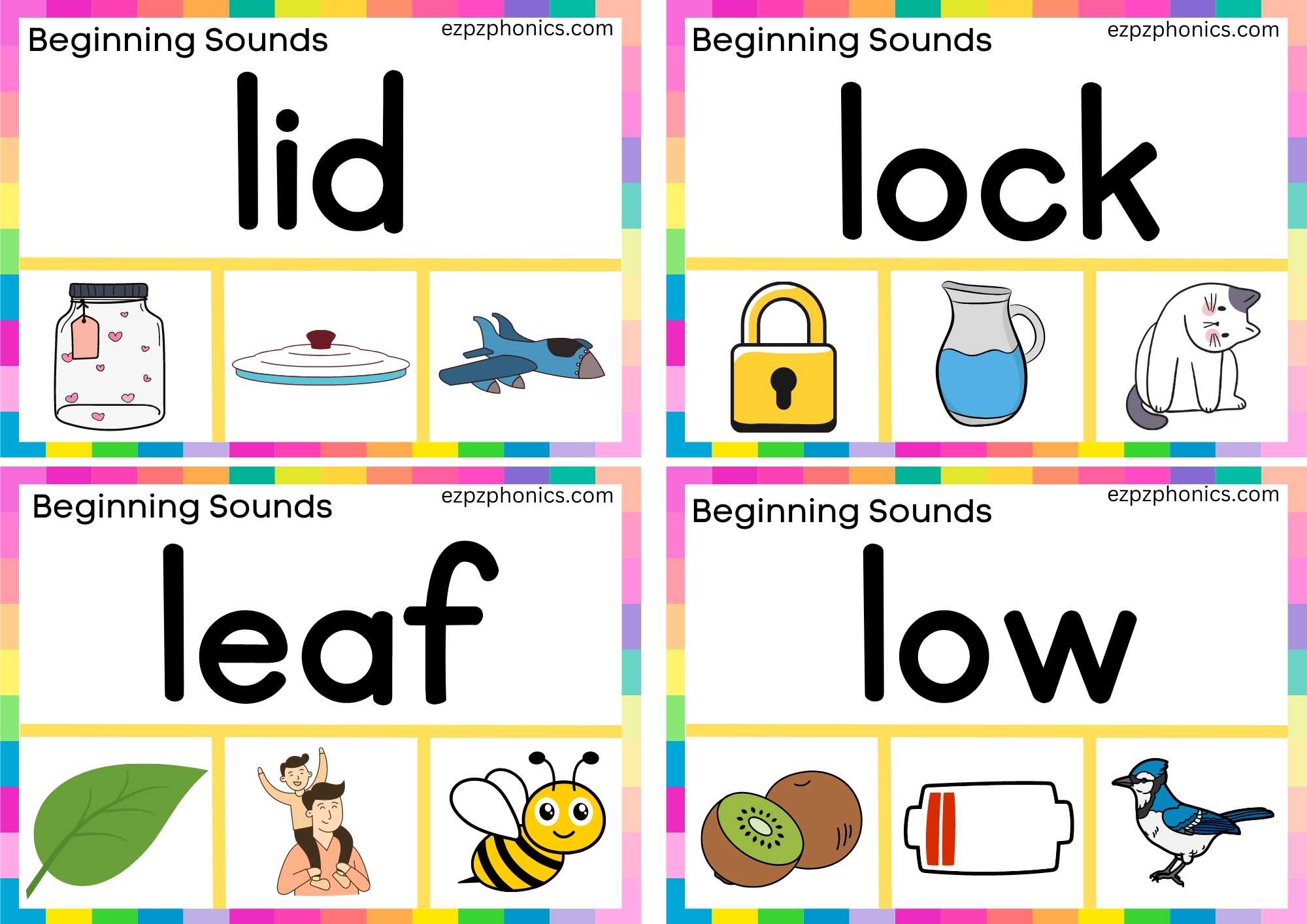 Letter L Read The Word And Clip The Correct Image Clip Card Group 2 - ezpzphonics.com